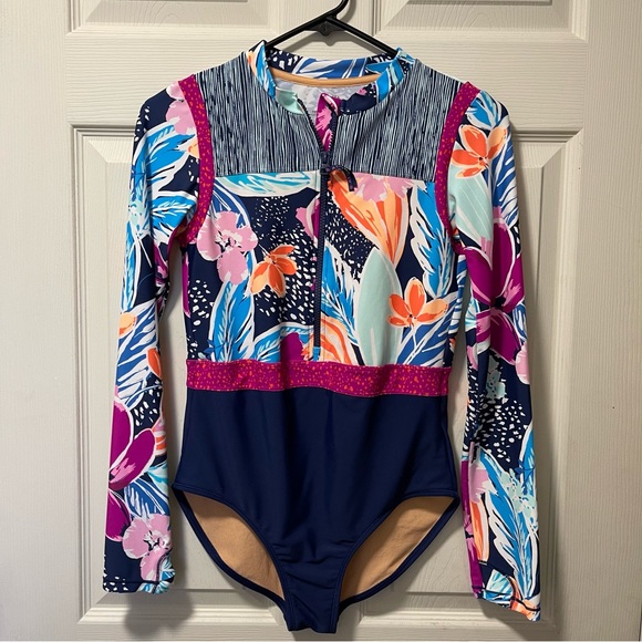 Athleta | Swim | Athleta Girl Long Sleeve Paradise Splash One Piece ...